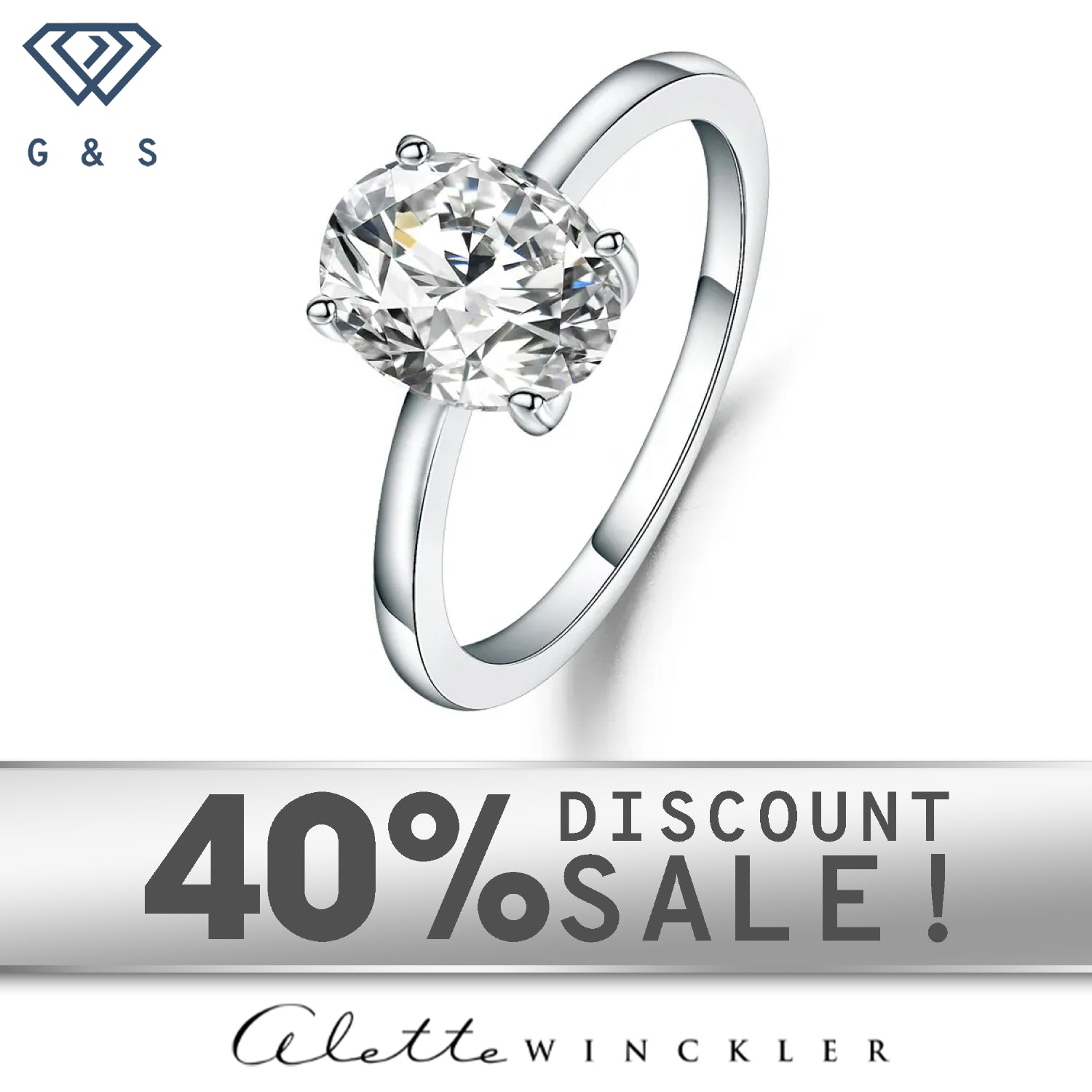 Aletté Winckler - Classic 4 Claw Oval Solitaire 3.00ct Moissanite Enga ...