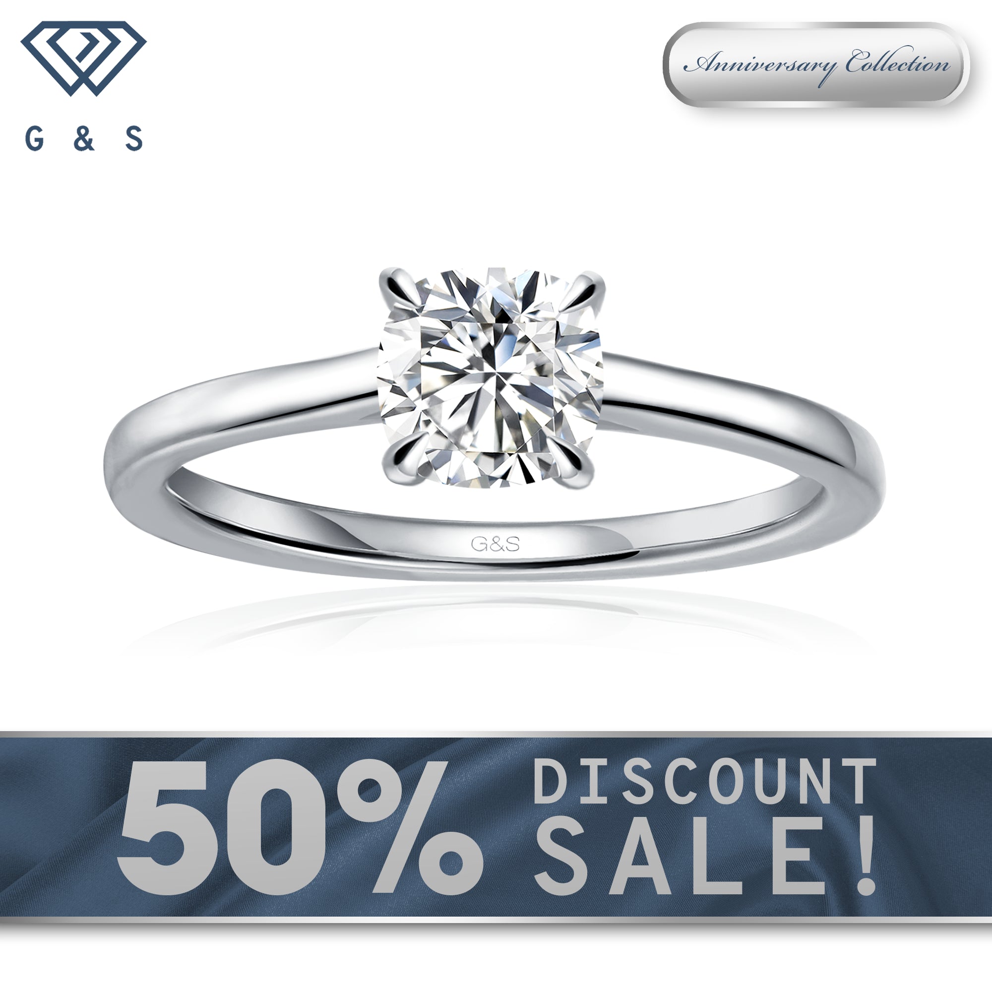 Secret Sparkle Hidden Halo Cushion Cut Moissanite Engagement Ring ...