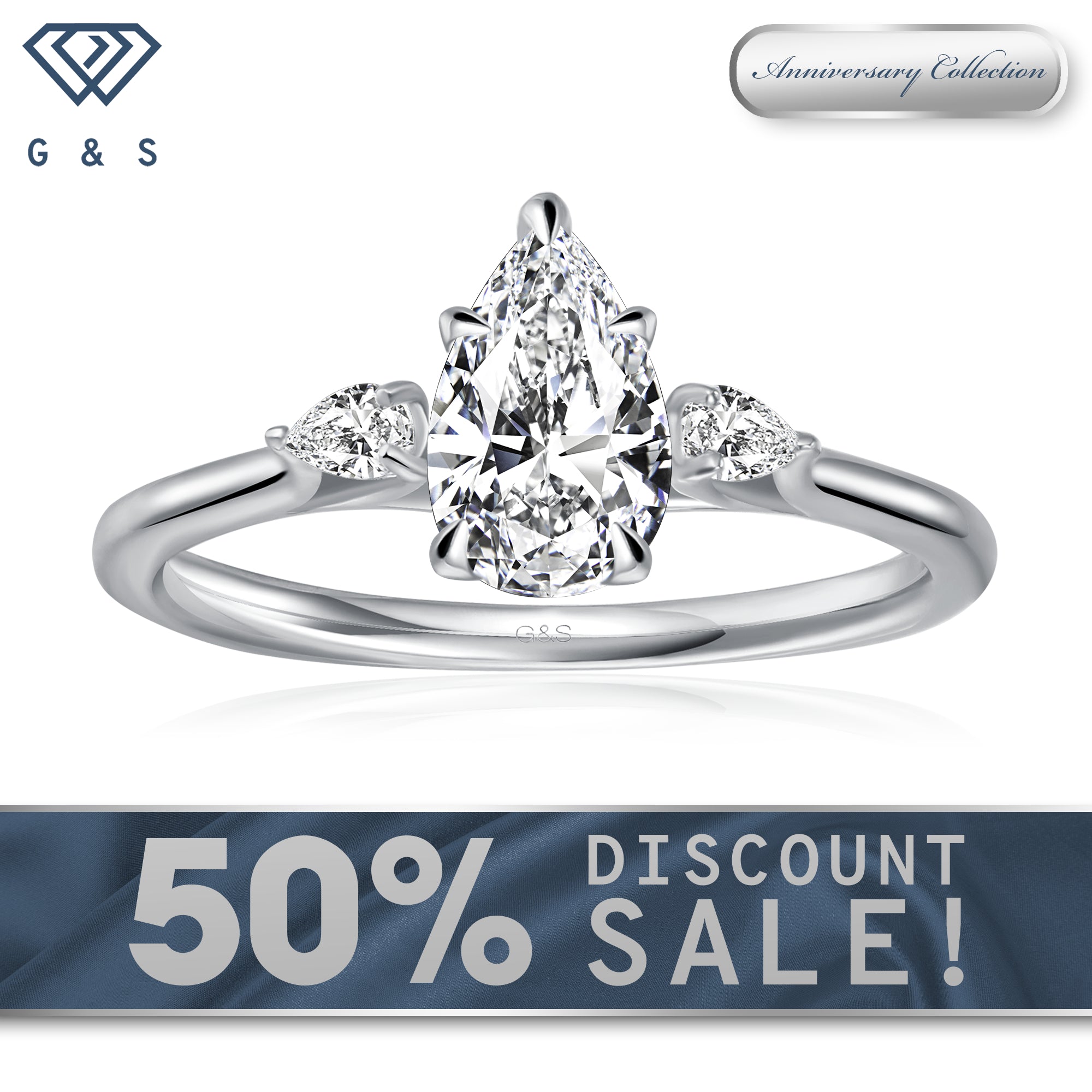 Infinite Love Trilogy Pear Shape Moissanite Engagement Ring – Gems and ...